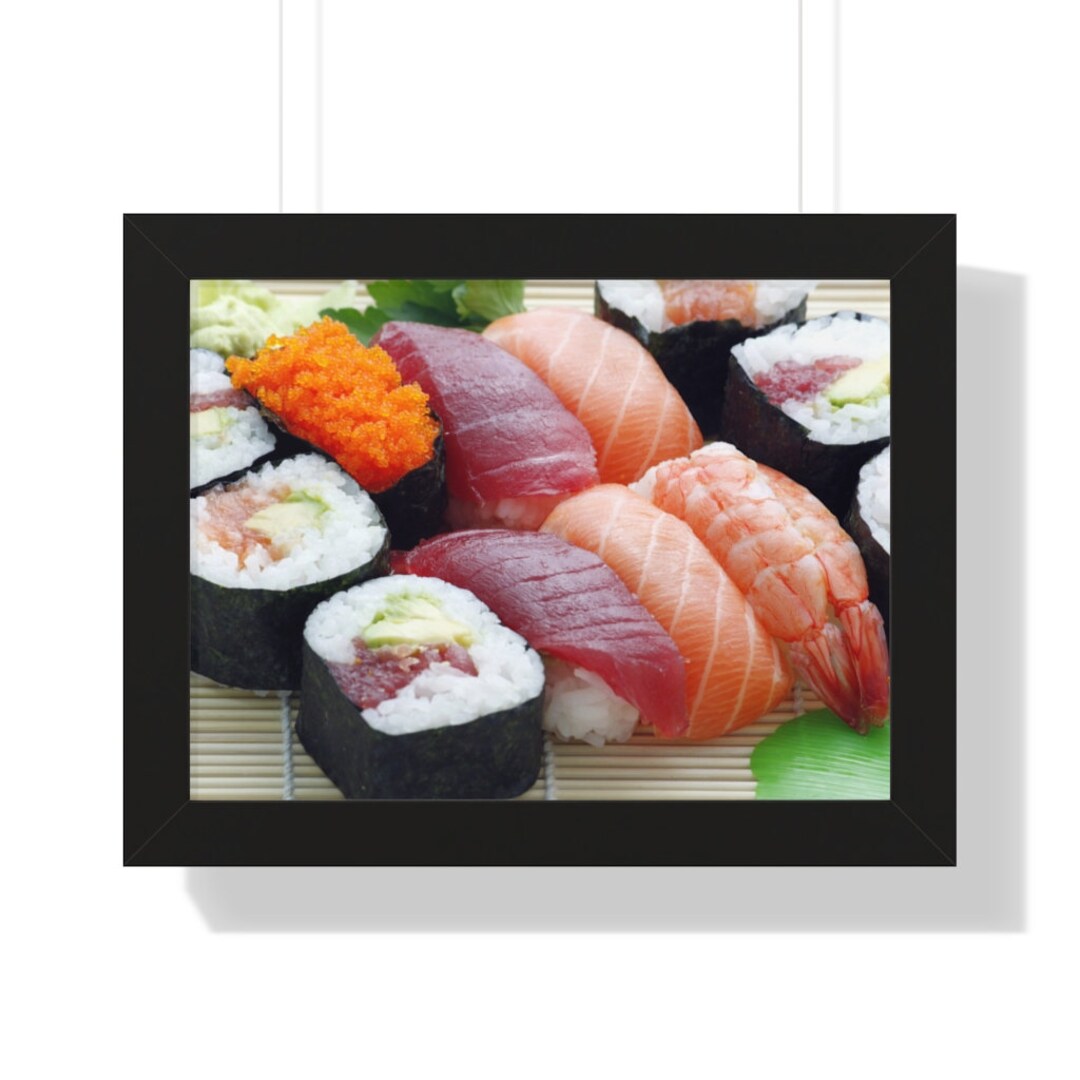 Sushi Poster With Sushi Print. Japanese Food Sushi Art. Framed ...