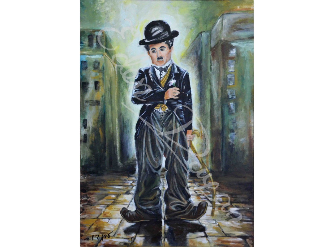 Charlie Chaplin Oil on Canvas Painting, Charlie Chaplin Print - Etsy