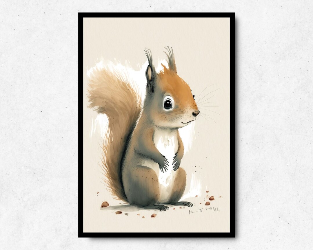 Cute Squirrel Poster | Recycling Paper - Etsy