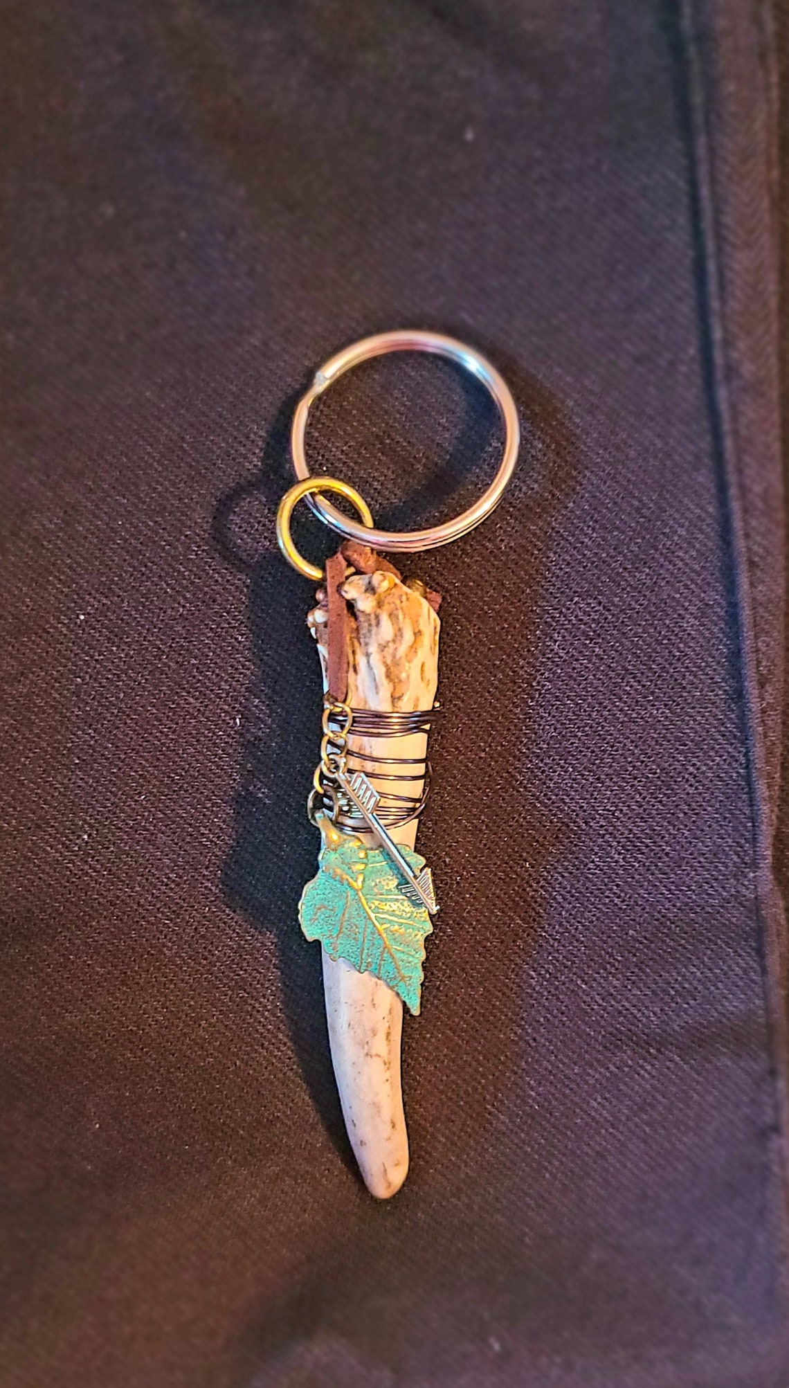 Antler Keychain Wrapped in Bronze Wiring With Turquoise - Etsy