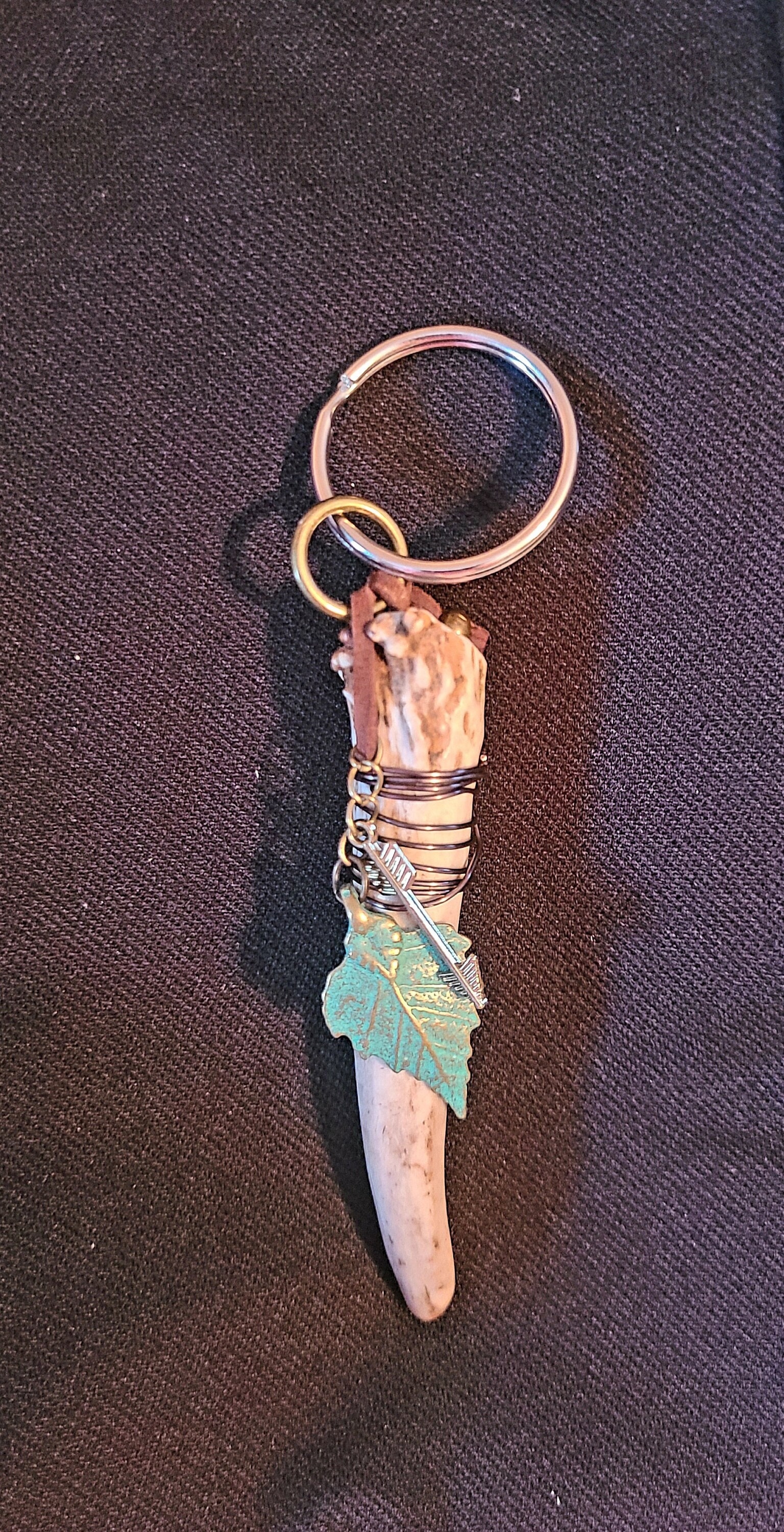 Antler Keychain Wrapped in Bronze Wiring With Turquoise - Etsy