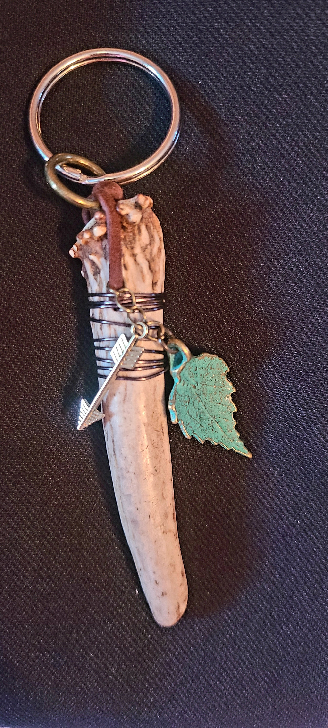 Antler Keychain Wrapped in Bronze Wiring With Turquoise - Etsy