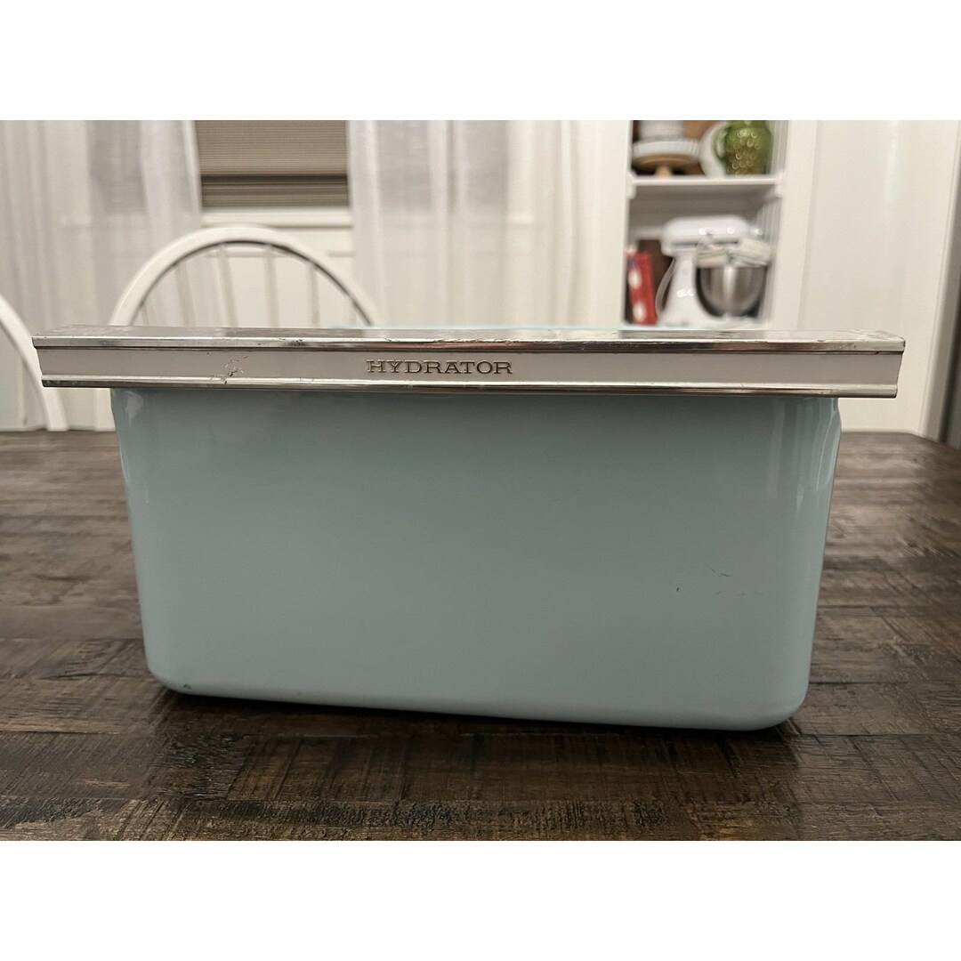 Enameled Baby Blue Refrigerator Metal Bin HYDRATOR Fridge Drawer ...