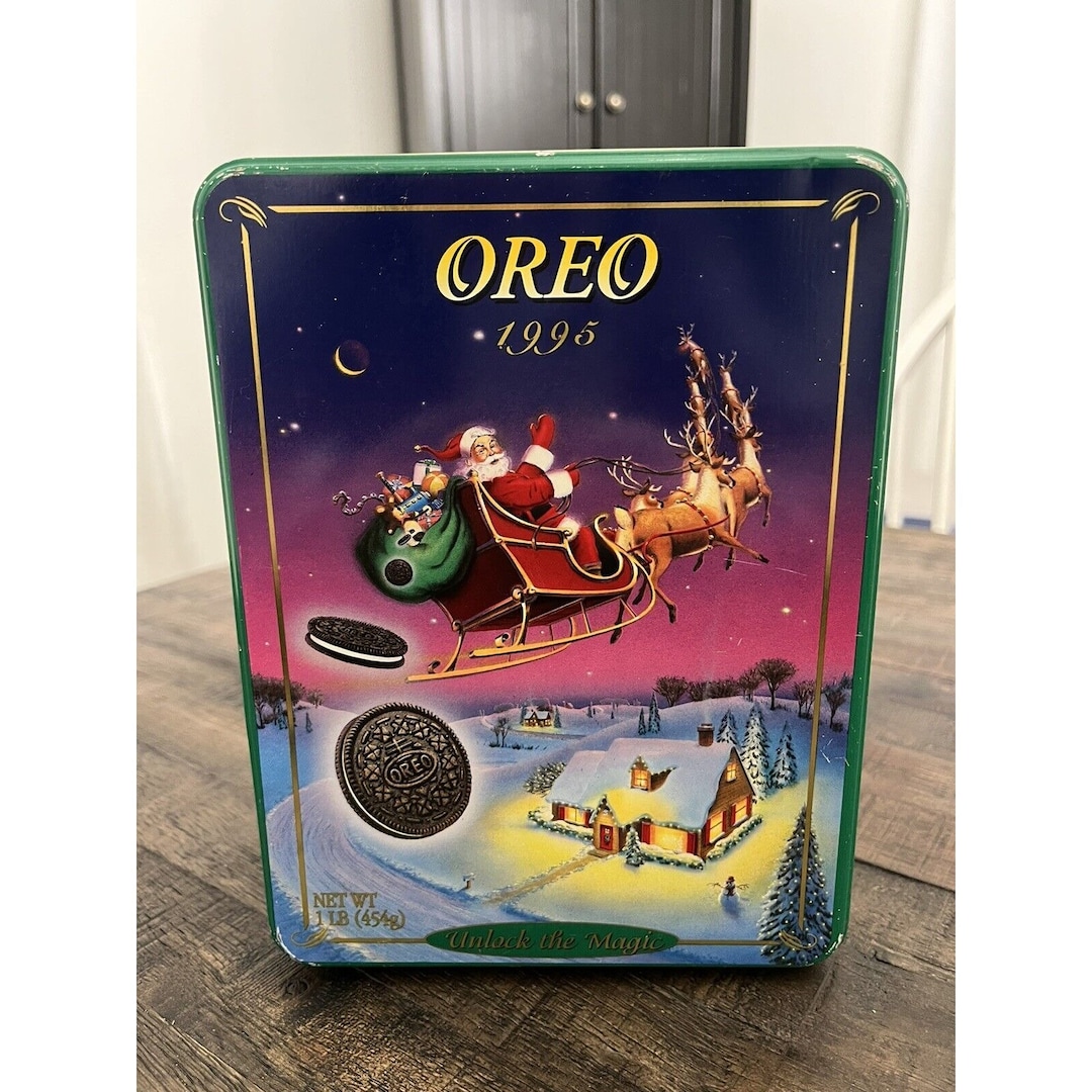 Collectible Oreo Holiday Tin 1995 Cookies Santa Unlock the - Etsy
