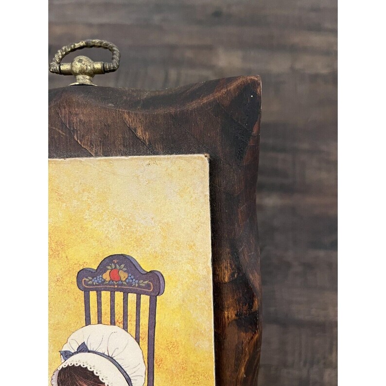 Vintage Girl in Bonnet 2 Wood Plaques Ward Folk Art Decoupage 1970s ...