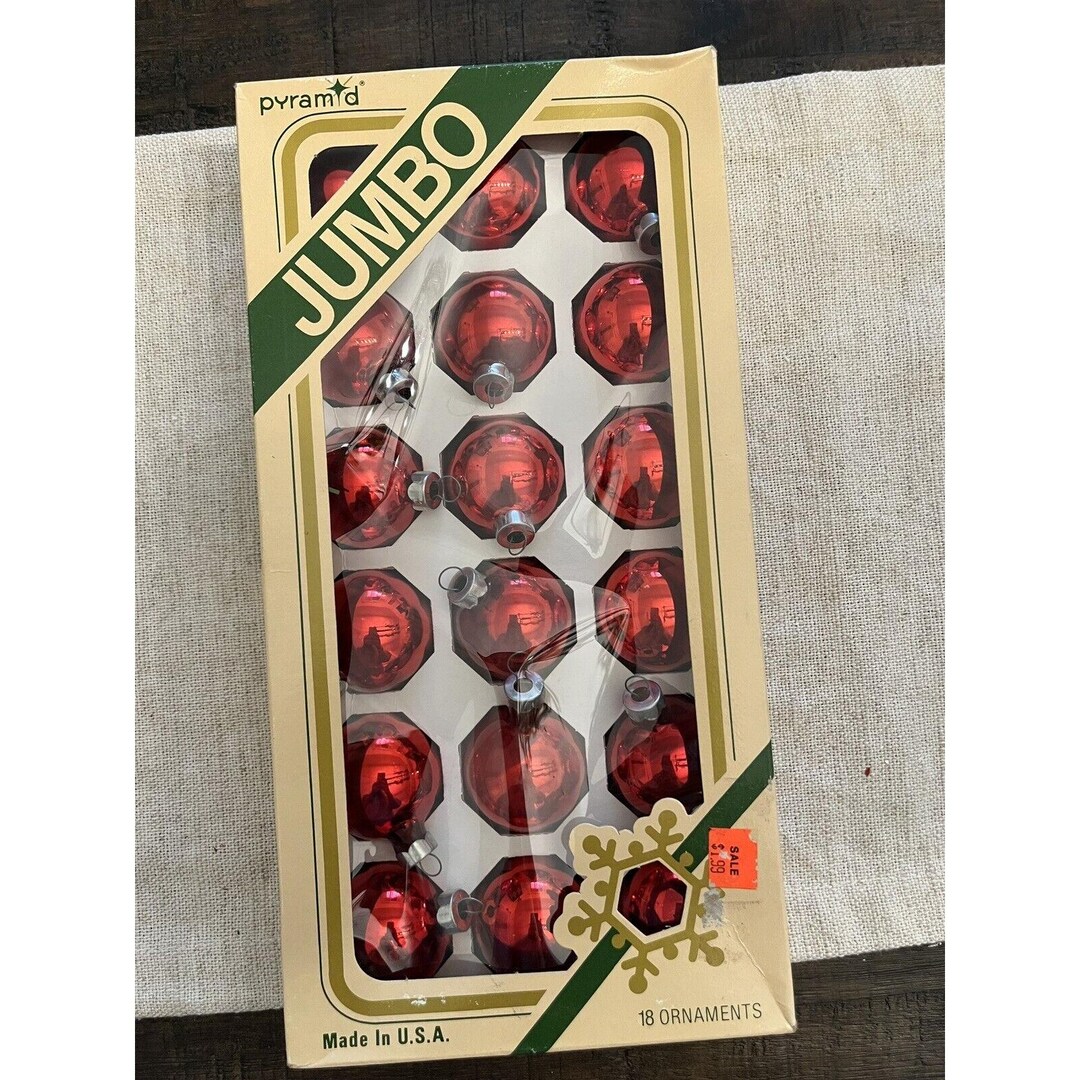 Vintage Pyramid Rauch Red Glass Ball Christmas Tree Ornaments Made in ...