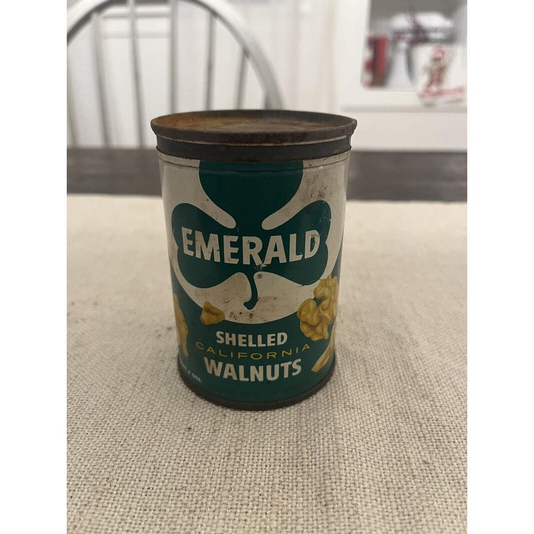 Vintage 1940s Emerald Shelled Walnuts Tin Green Decor - Etsy