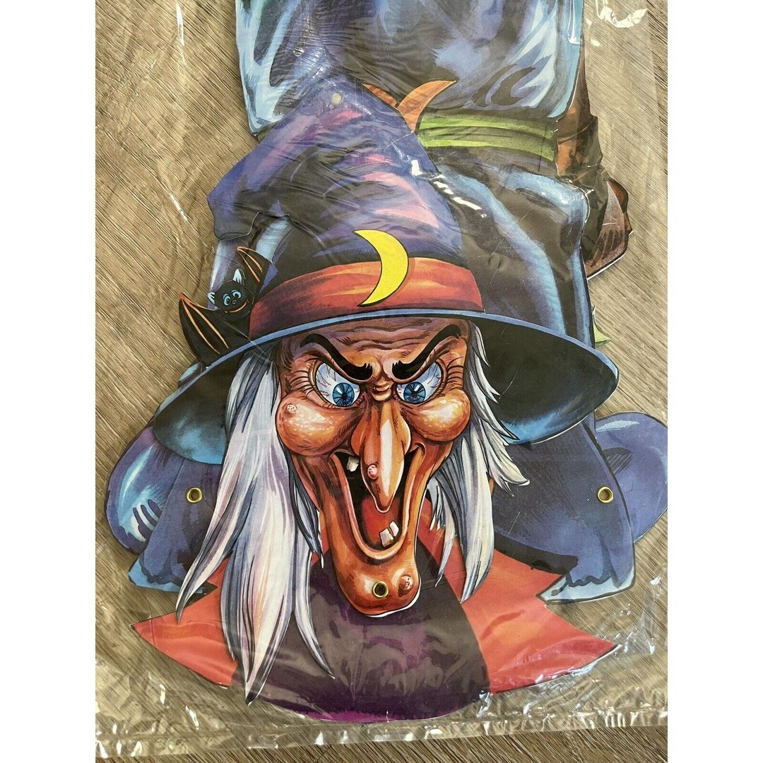 Vintage Extra Large jointed Witch Cardboard Die Cut Halloween ...