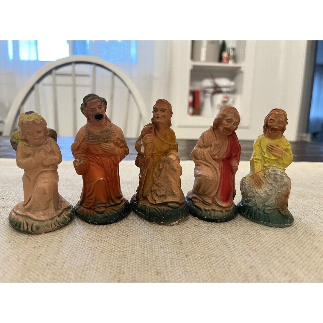 Vintage Chalkware Nativity Figures Wise Men Angel - Etsy