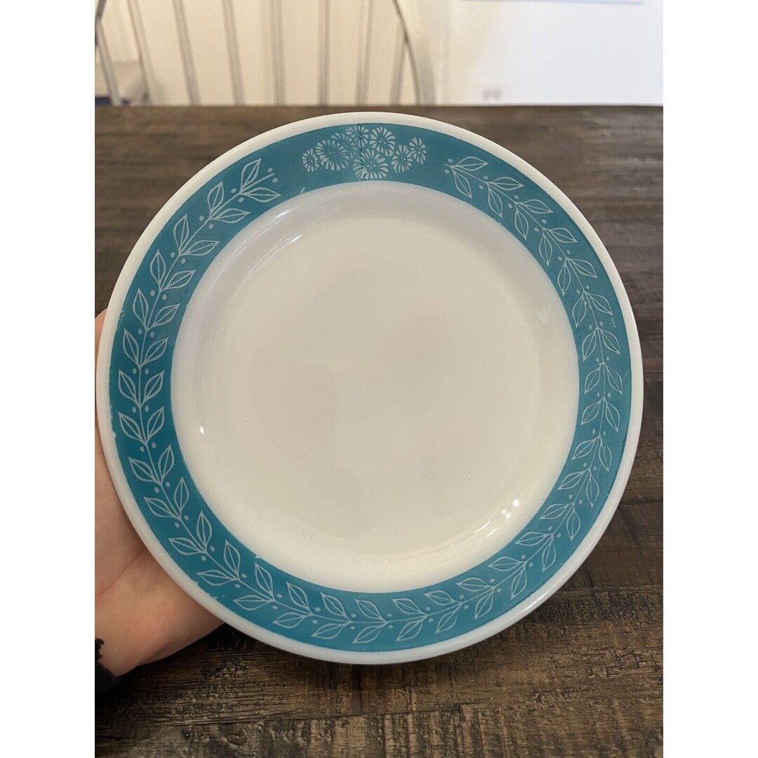Vintage Corning Pyrex Decor Teal/aqua Laurel Vine Salad Plate 7.25 - Etsy