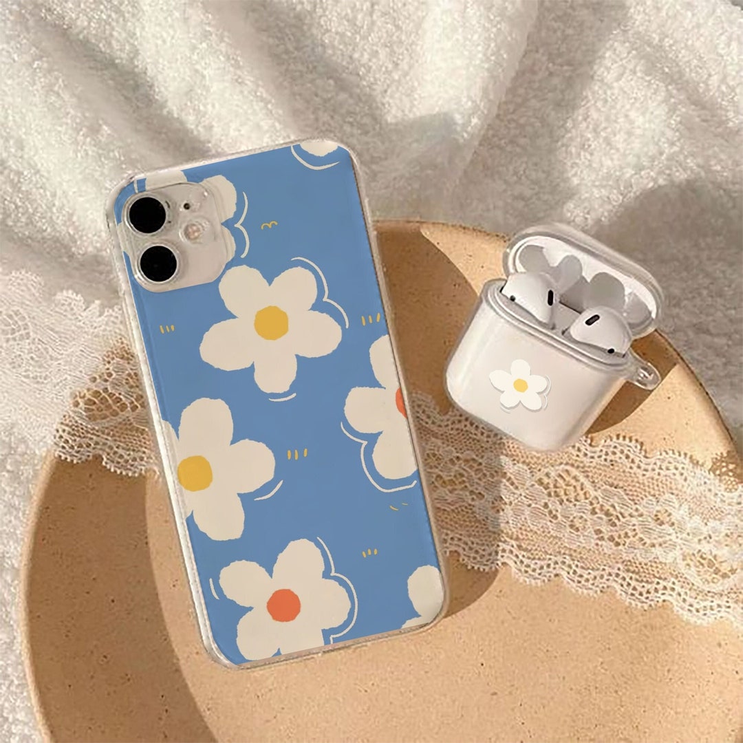 Lovely Blue Flower Clear Phone Case iPhone 14 13 12 Mini Case iPhone XS ...