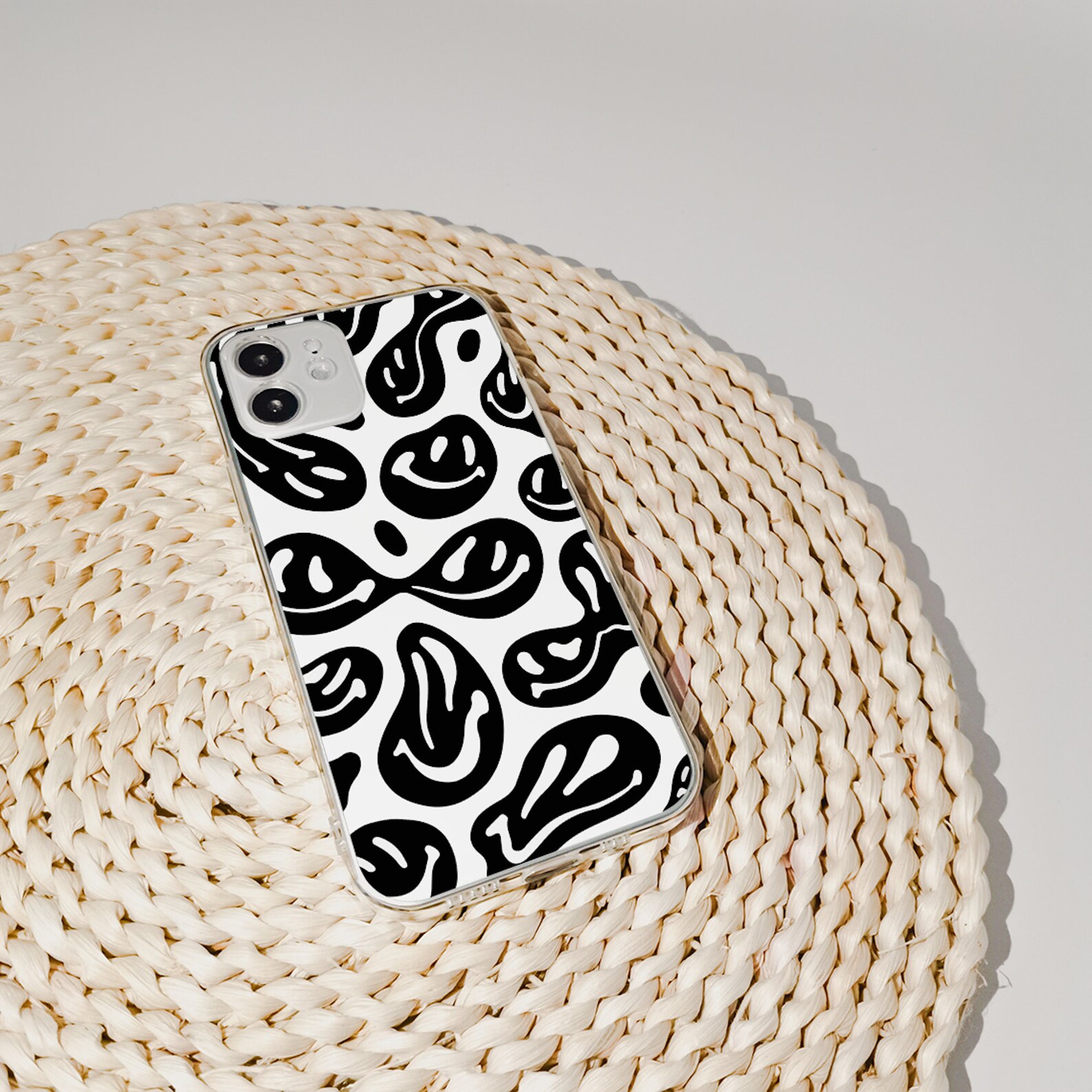 Twisted Smiley Face Black Clear Phone Case Iphone 13 12 Case - Etsy UK