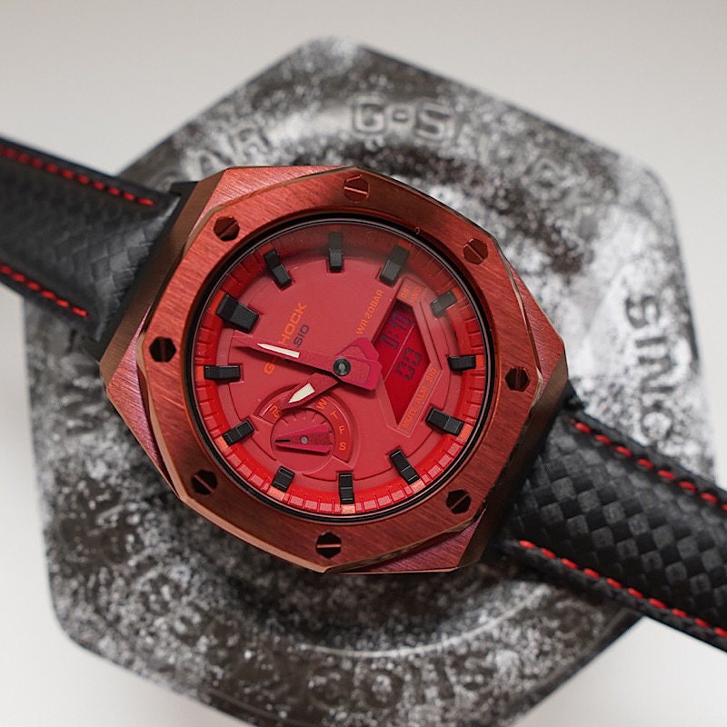 G-shock GA-2100-4A Custom Oak Original Black Red Watch - Etsy