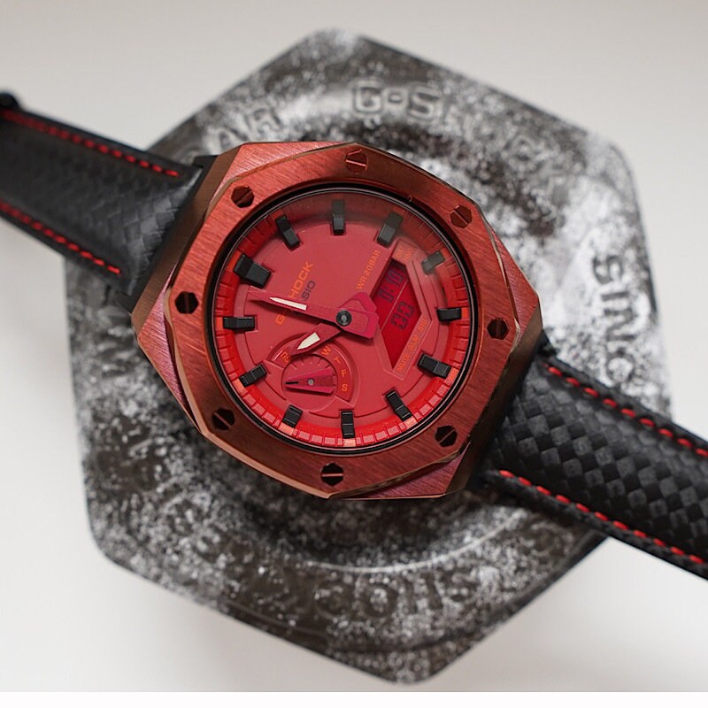 G-shock GA-2100-4A Custom Oak Original Black Red Watch - Etsy