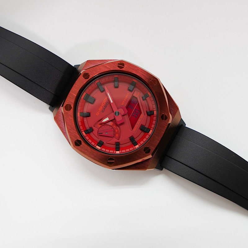 G-shock GA-2100-4A Custom Oak Original Black Red Watch - Etsy