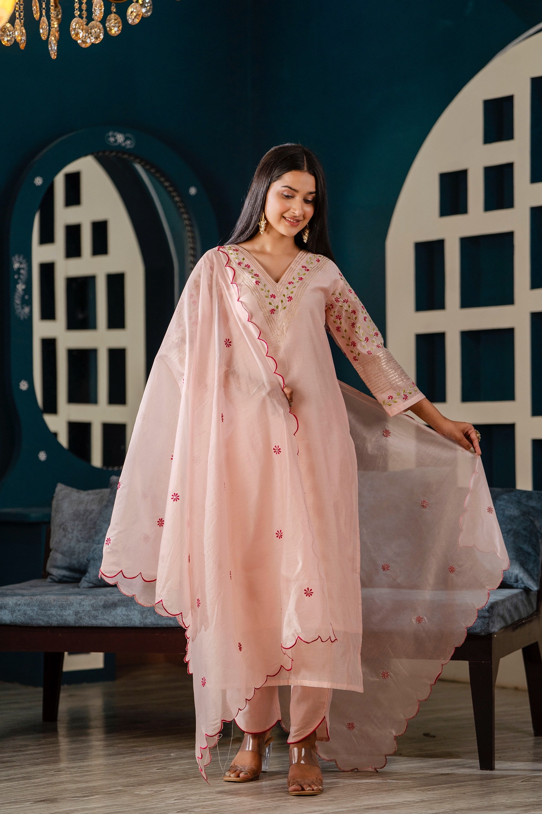 KURTA SETS Pink Kurta Long Kurti Pink Dress Party Dress Chanderi Kurta ...