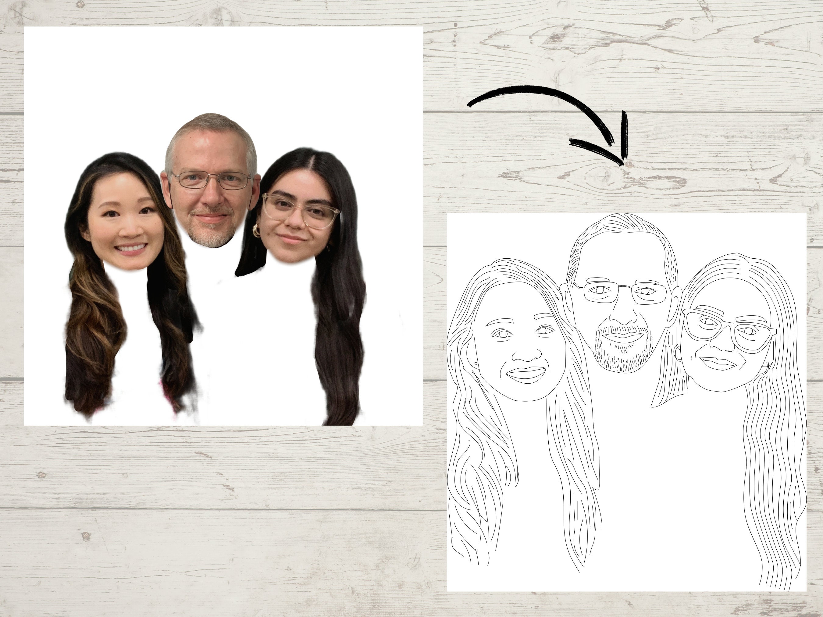 Custom Outline Picture Portrait Line Art Couple Portrait digital Art ...