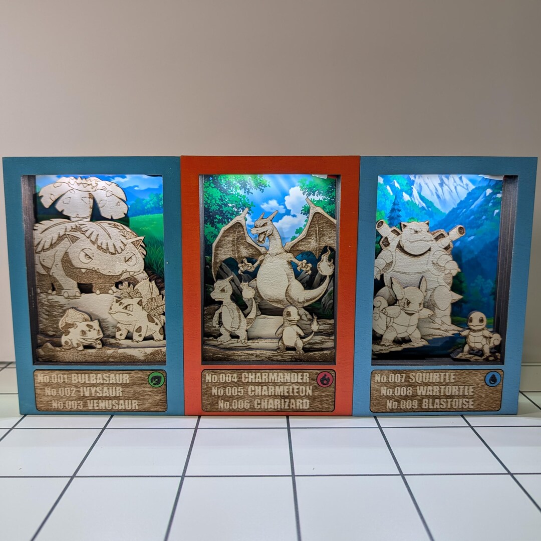 Pokemon Shadow Box With LED Lights - 3D Wooden Art - Diorama for ...
