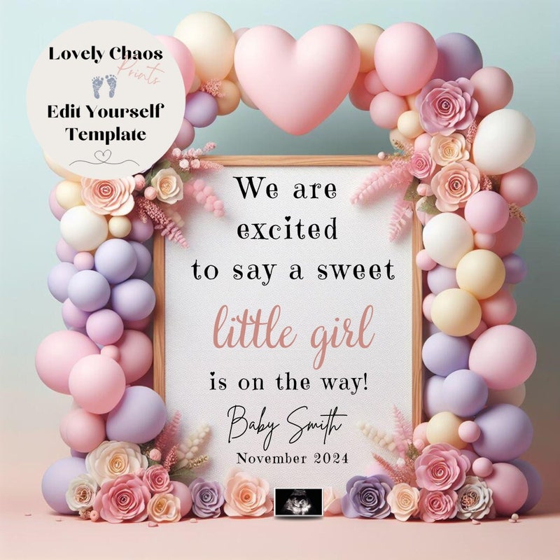 Baby Girl Announcement - Etsy