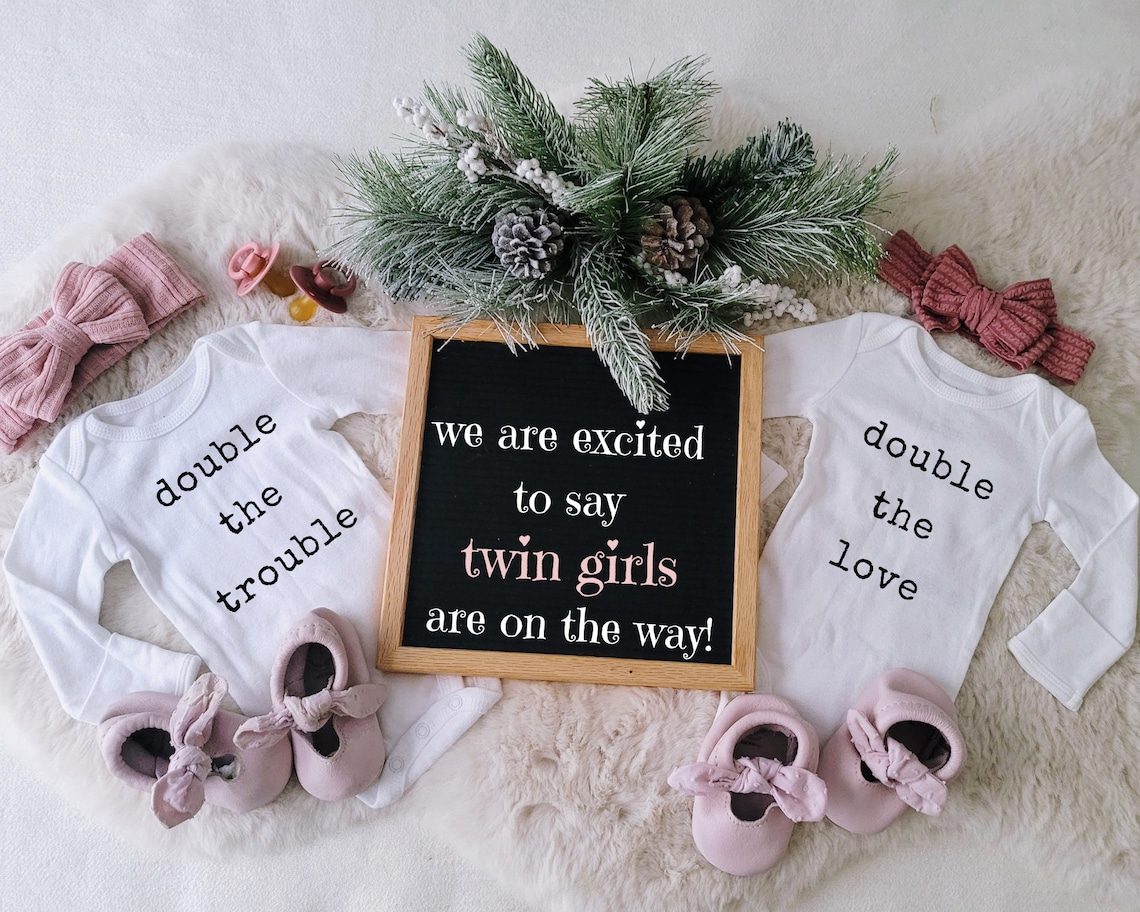 It's a Girl Gender Reveal Twin Pregnancy Announcement | Twin Sisters ...