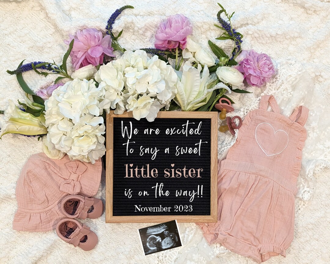 Girl Gender Reveal Announcement | Little Sister | Spring Summer Gender ...