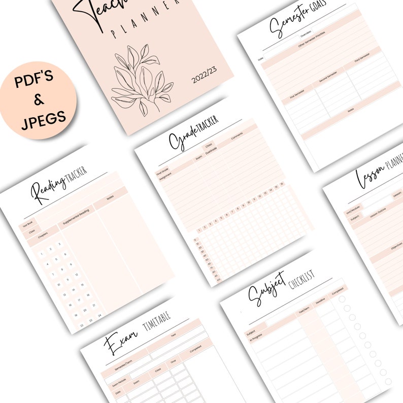 A4 TEACHER PLANNER PRINTABLE | Academic Planner| Grade Tracker|lesson ...