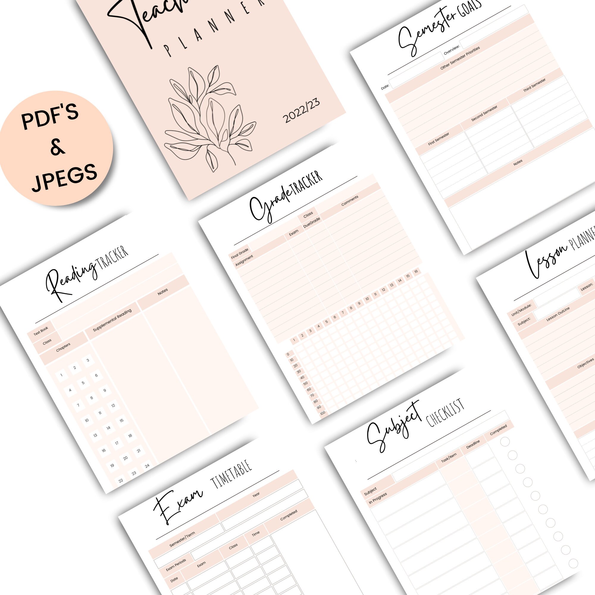 A4 TEACHER PLANNER PRINTABLE | Academic Planner| Grade Tracker|lesson ...