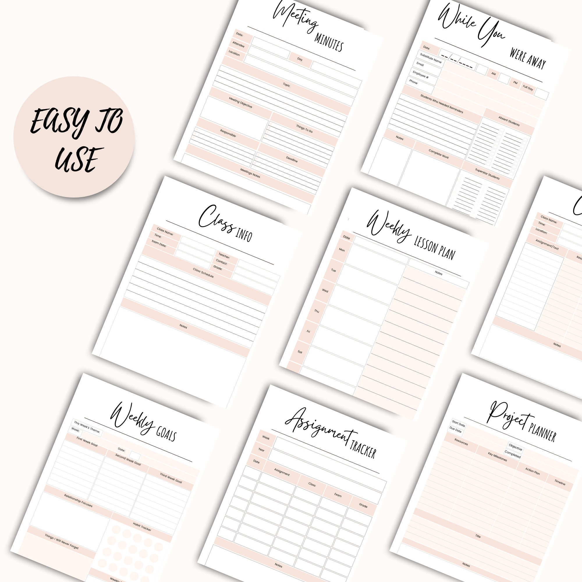 A4 TEACHER PLANNER PRINTABLE | Academic Planner| Grade Tracker|lesson ...