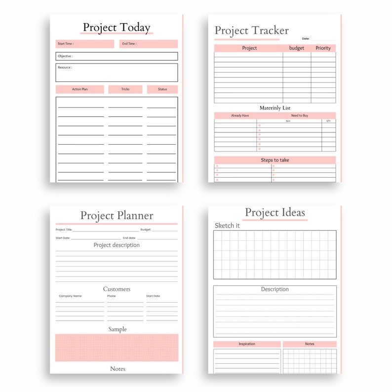 Printable Project Planner| Project Tracker| Project Time Tracker ...