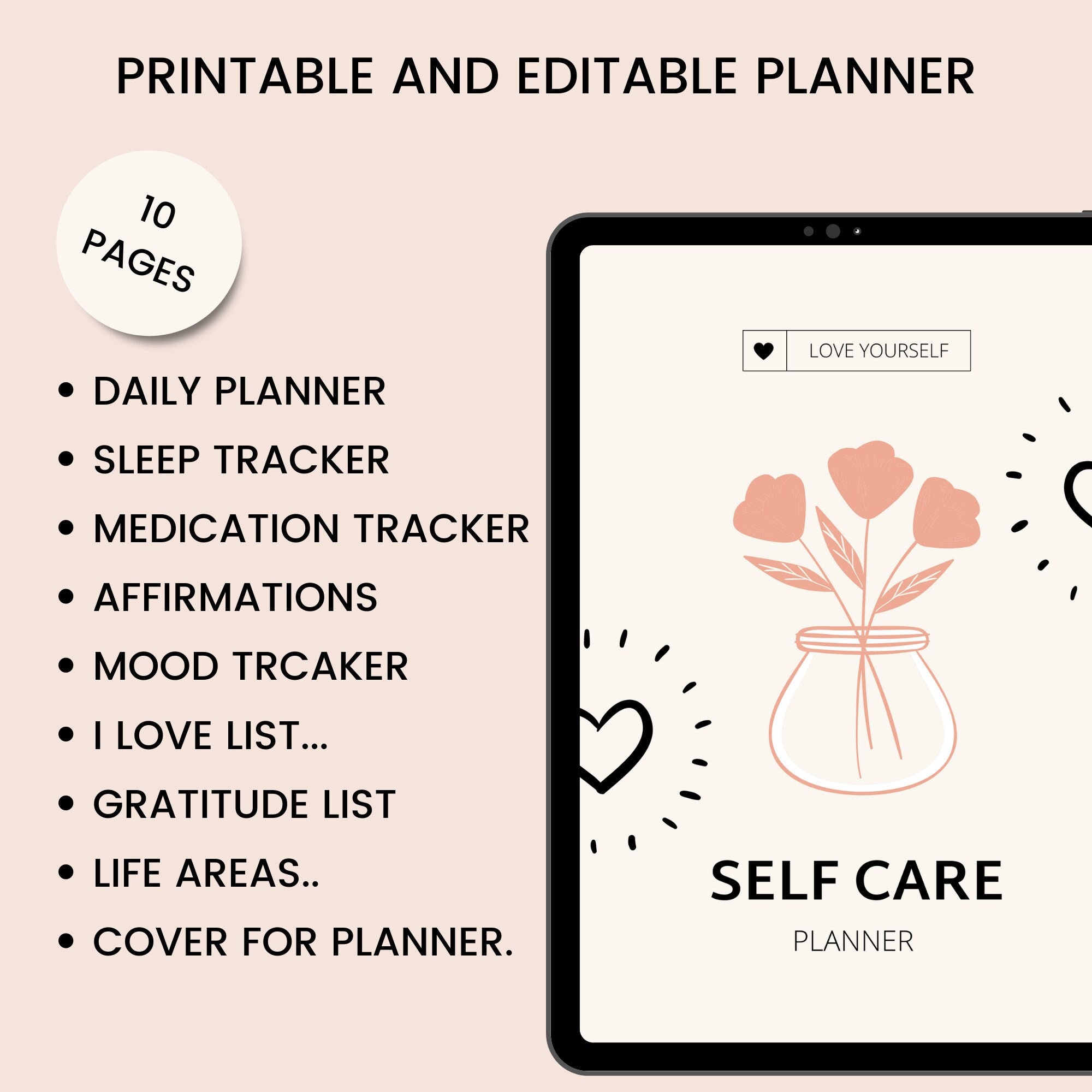 Women Printable Self Care Planner Self Care Journal Wellness Planner ...