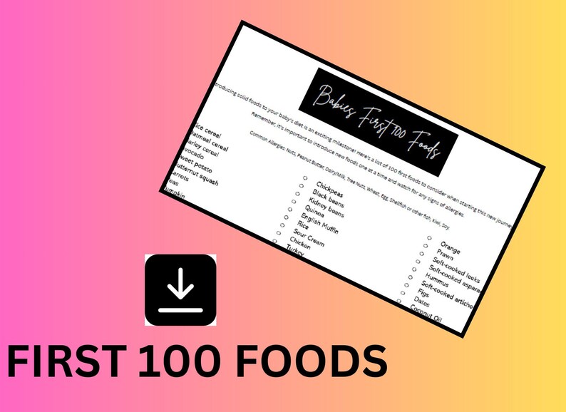 BABIES FIRST 100 FOODS First Foods Baby Lead Weaning Food Groups First ...