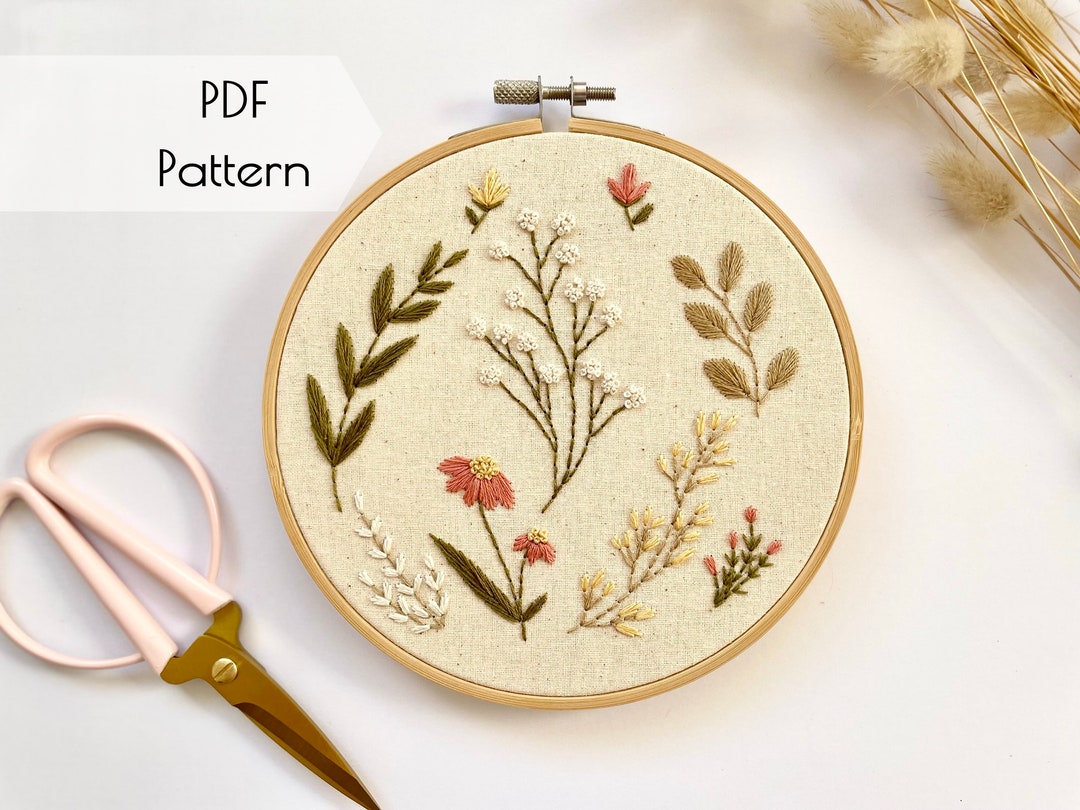 Embroidery Pattern, Digital Pattern Download, PDF Pattern, Floral ...