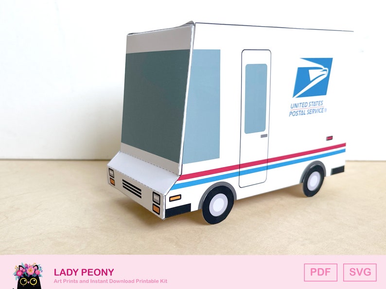 USPS Mail Truck Favor Box: Printable Party Art Kit (instant Download ...