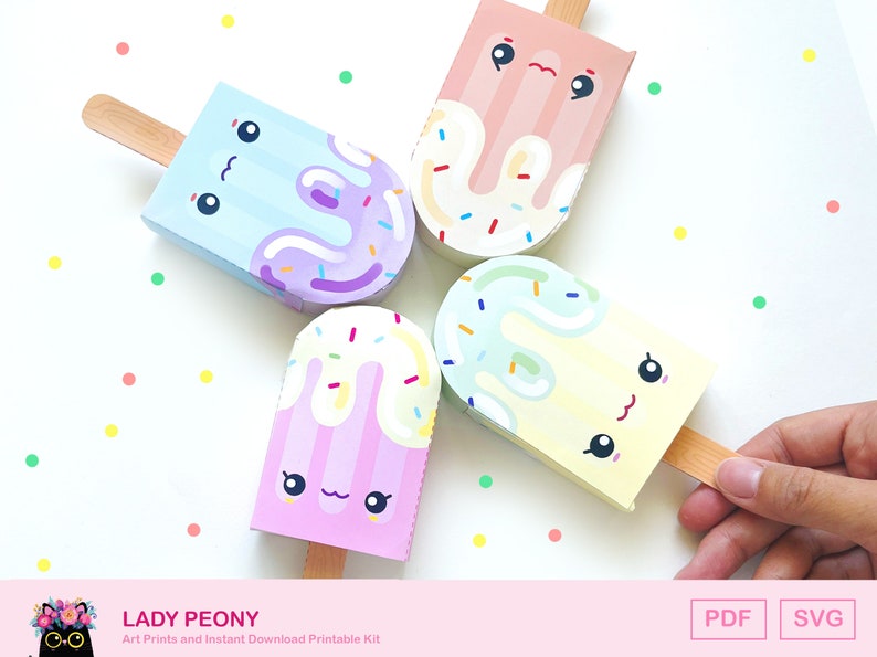 Popsicle Favor Box Template | Printable Party Treat, Cookie, Candy ...
