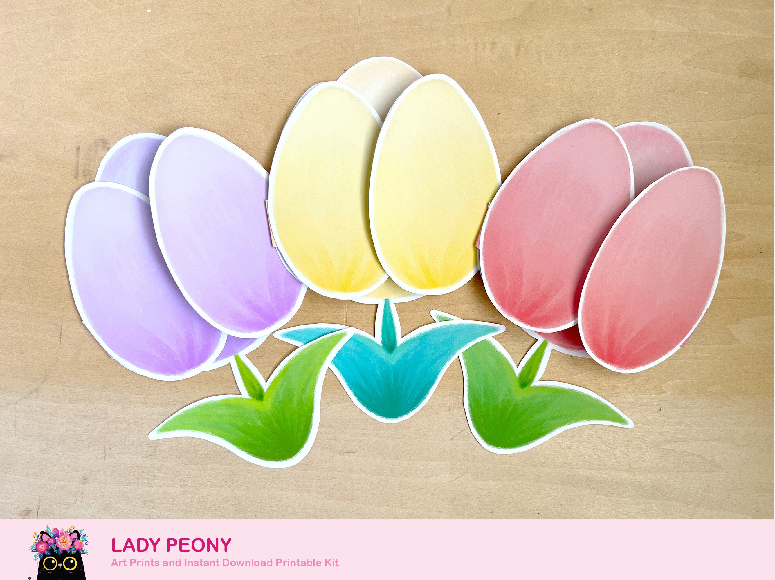 Tulip Flower Card DIY Floral Gift Card Mother's Day Get Well Soon ...