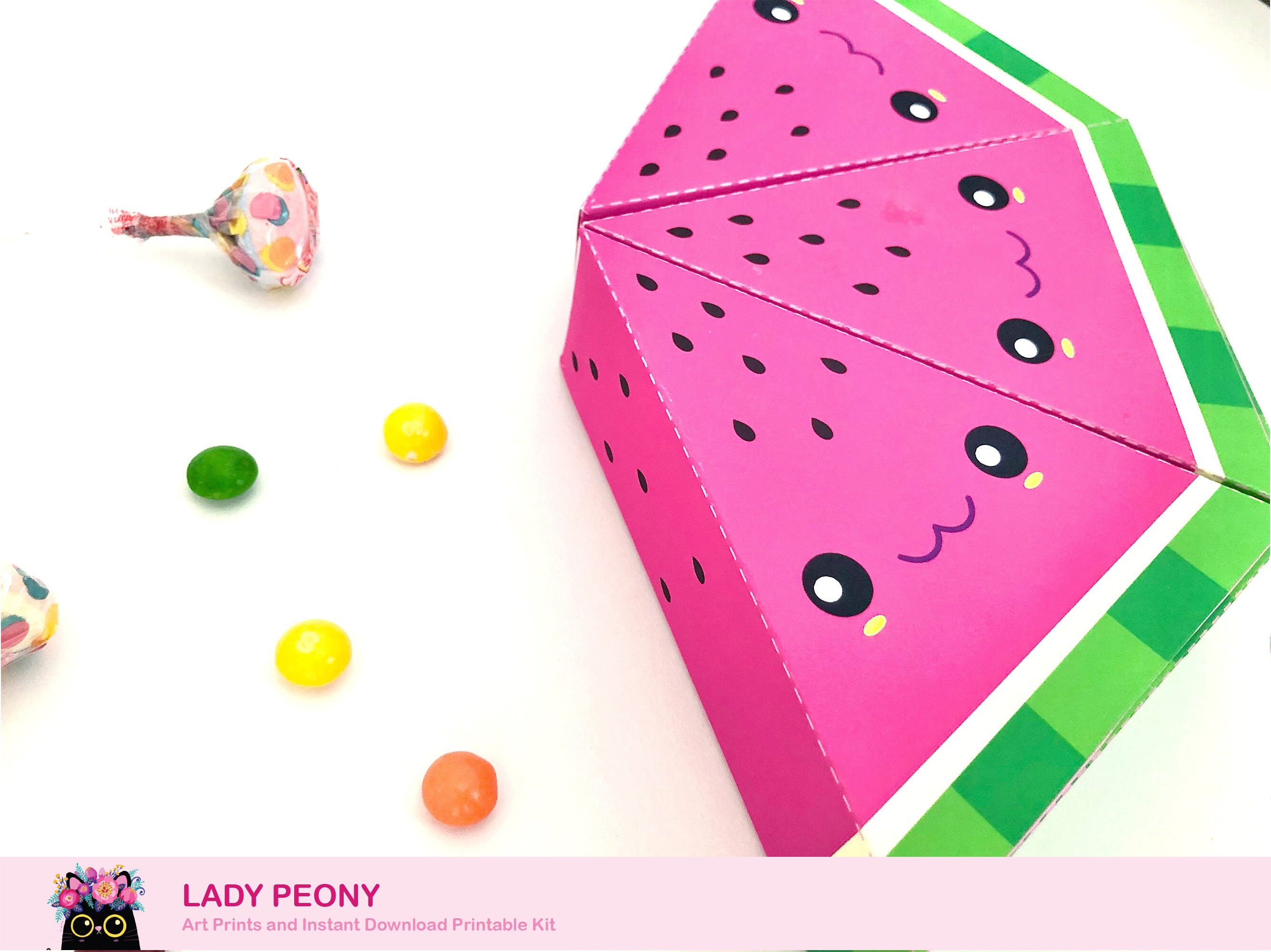 Watermelon Favor Box: Printable Treat & Gift Card Holder (instant ...