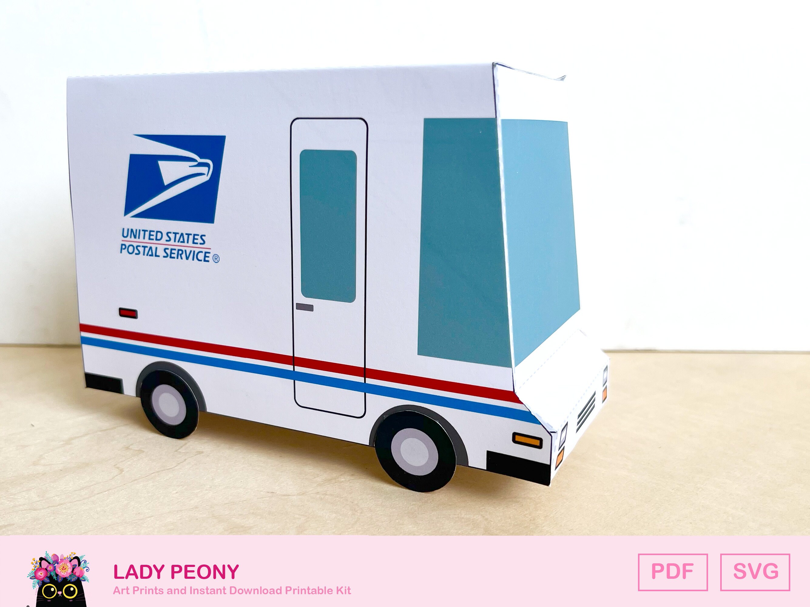 USPS Mail Truck Favor Box: Printable Party Art Kit (instant Download ...