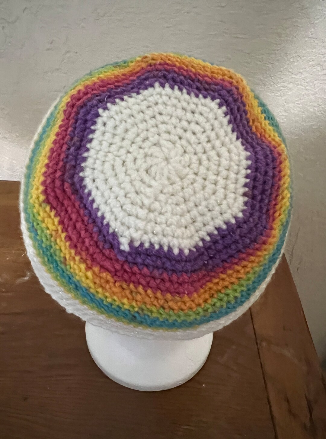 Wavy Rainbow and White Large Kippah - Etsy