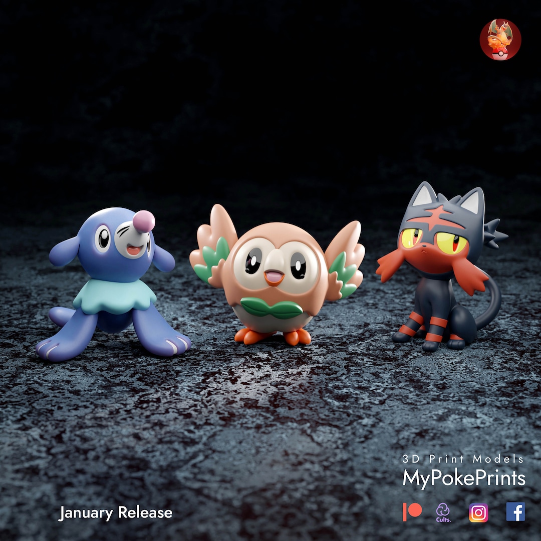 Iitten,poplio,rowlett Pokemon Model/figurines (unpainted) - Etsy