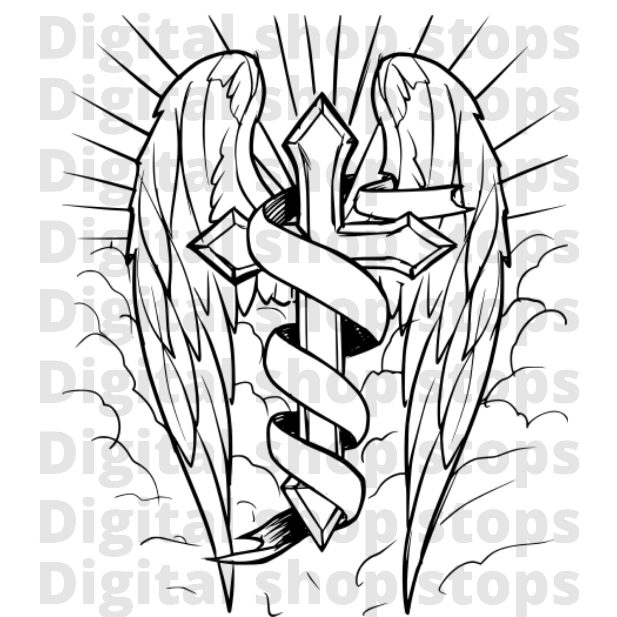 Angelic Cross SVG and PNG File faith Svg Jesus Svg Religious - Etsy