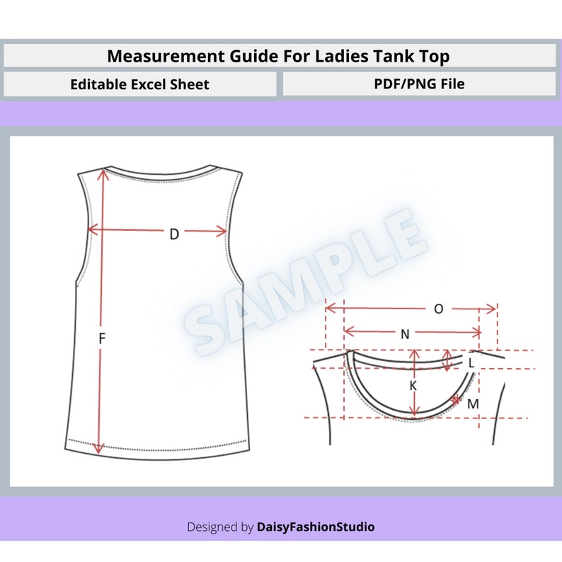 Complete Measurement Guide for Ladies Tank Top; Point of Measurement ...