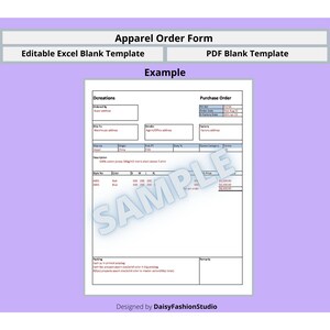Apparel Order Form Template; Garment Order Form Excel Template ...