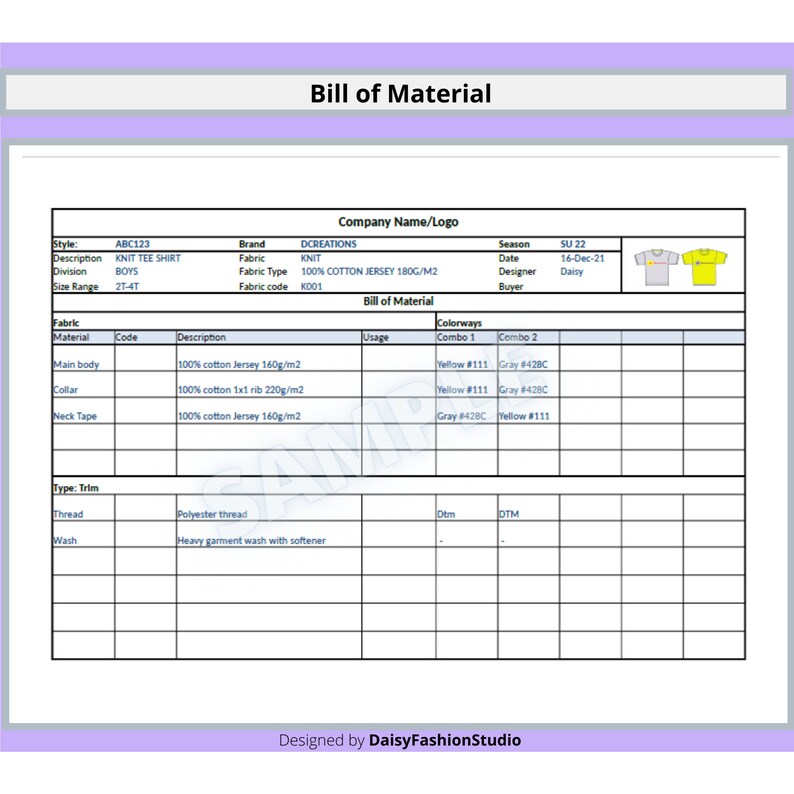Complete Teck Pack Template Kit for Apparel Industry; Fashion Design ...