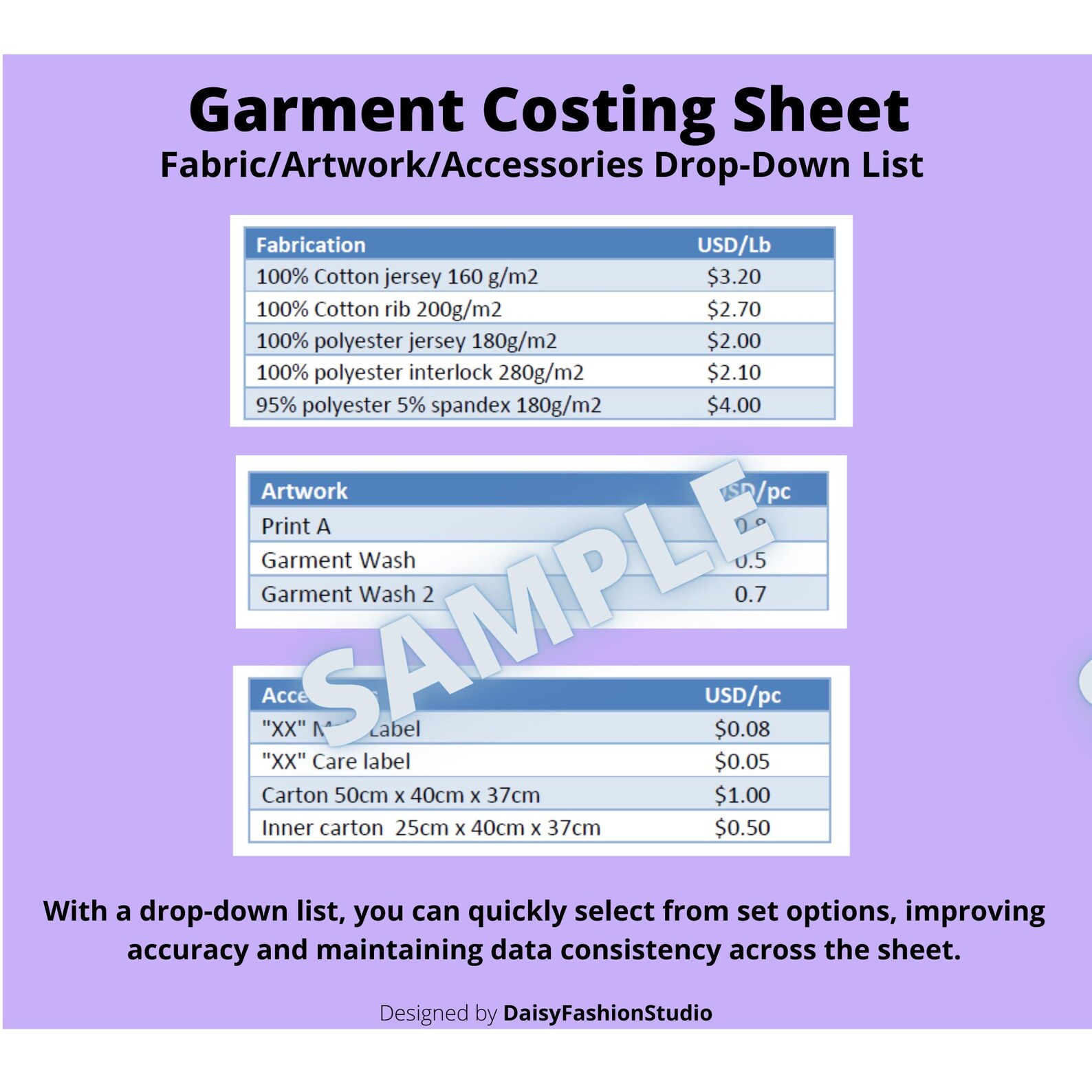 Garment Costing Sheet Template; Easy Excel Cost Sheet Template for ...