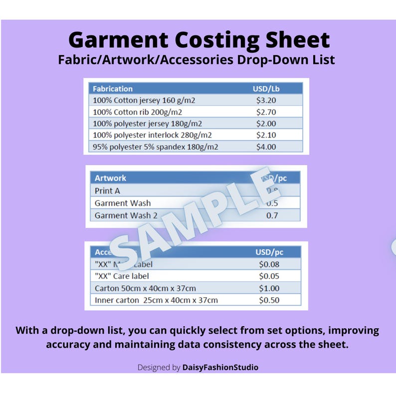 Garment Costing Sheet Template; Easy Excel Cost Sheet Template for ...
