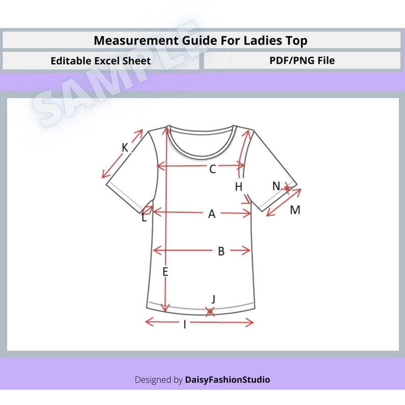 Complete Measurement Guide for Ladies T-shirt; Point of Measurement ...