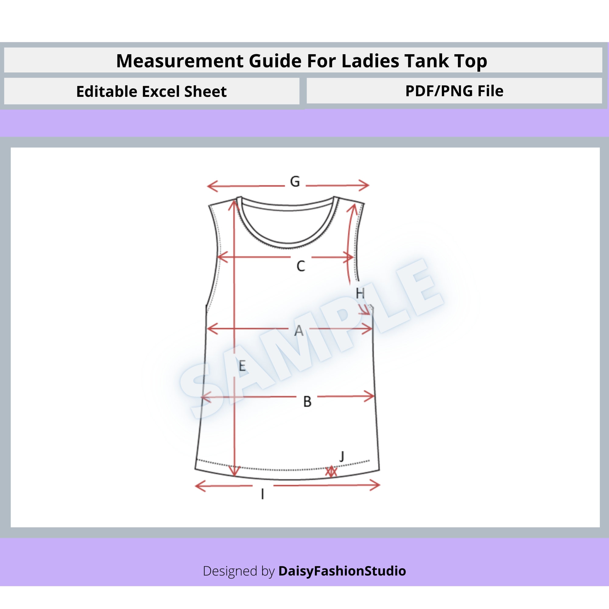 Complete Measurement Guide for Ladies Tank Top Point of Measurement ...