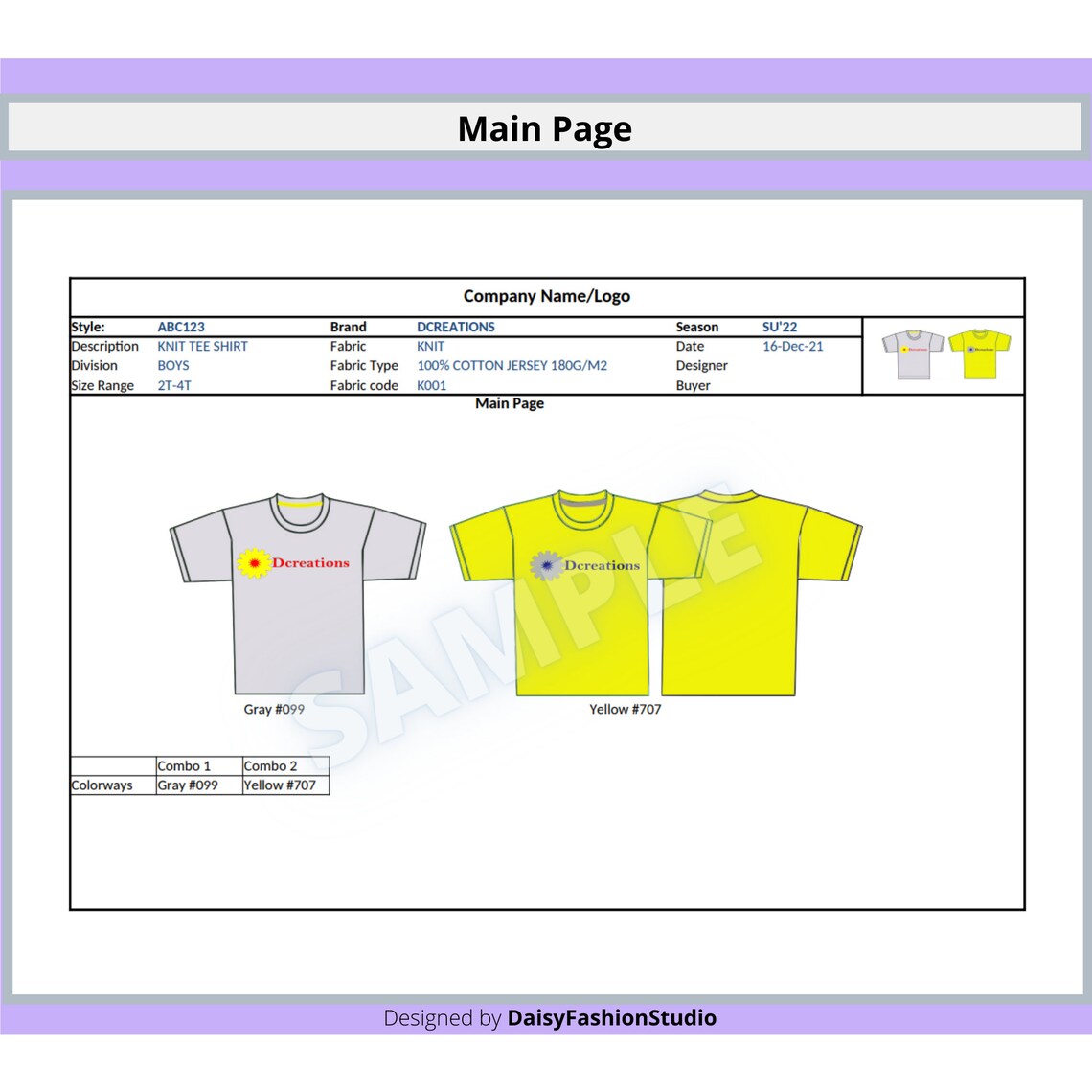 Complete Teck Pack Template Kit for Apparel Industry; Fashion Design ...