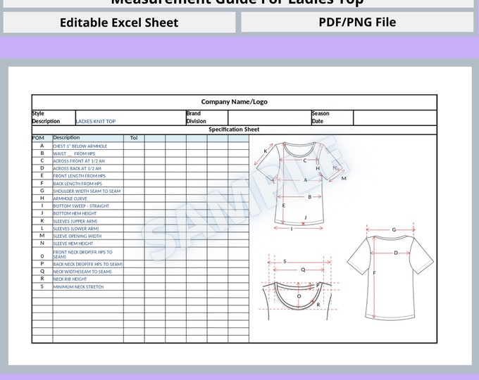 9 PAGES Fashion Measurement Guide - Garment Specification Sheet in PDF ...