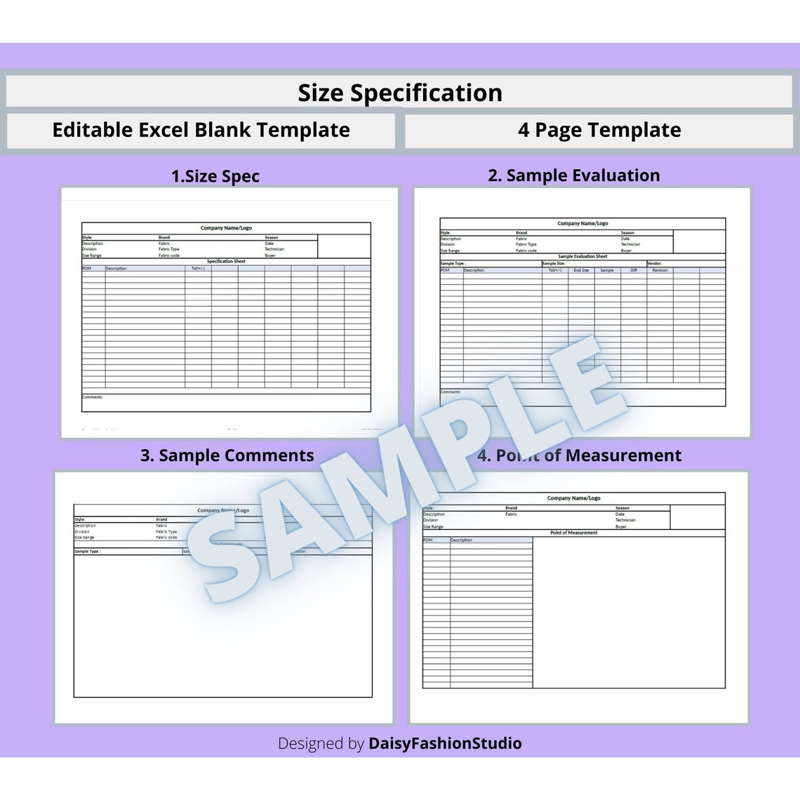Size Specification Template for Apparel; Size Spec in Excel Format ...
